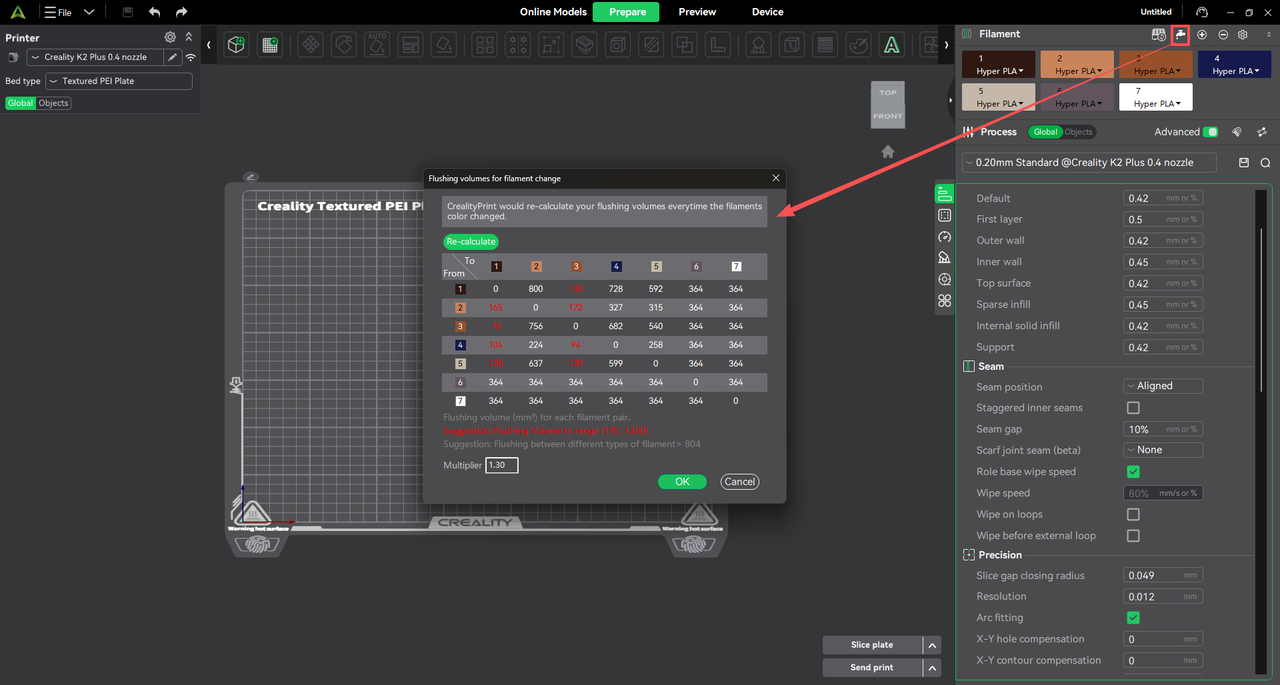Flush Volume Setup Guide | Creality Wiki